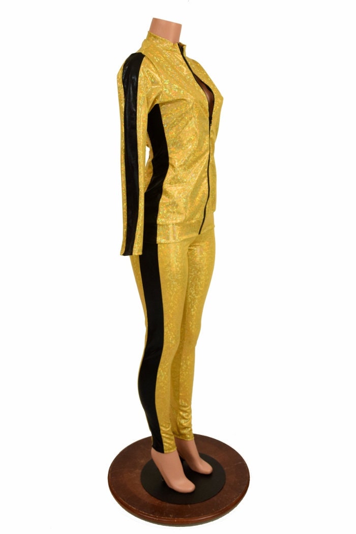 Gold Tracksuit With Black Side Panel Stripes Gold on Gold | Etsy