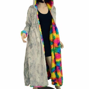 Reversible Full Length Faux Fur Duster in Sterling Fox and - Etsy