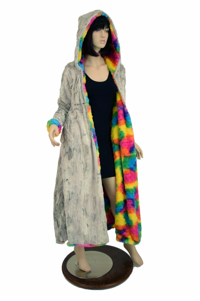 Reversible Full Length Faux Fur Duster in Sterling Fox and - Etsy