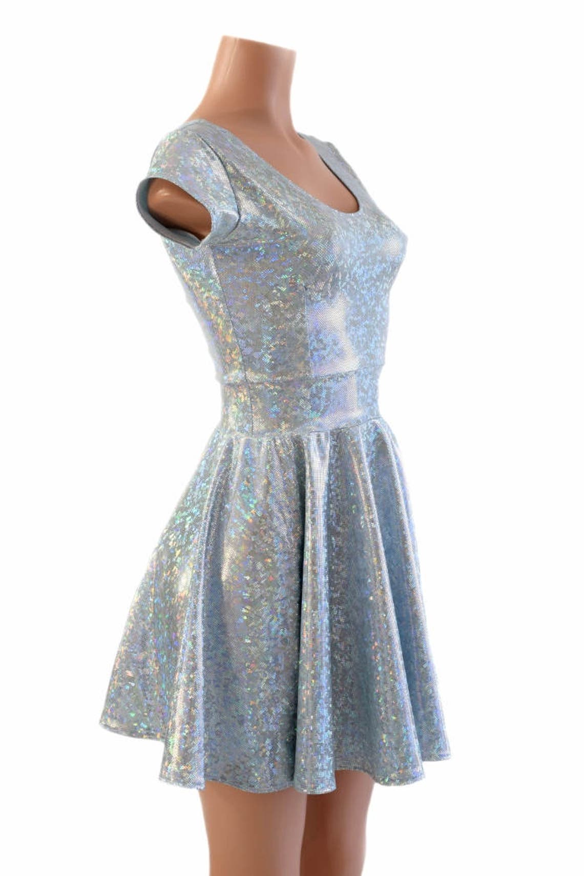 Frostbite Shattered Glass Holographic Cap Sleeve Skater Dress - - Etsy