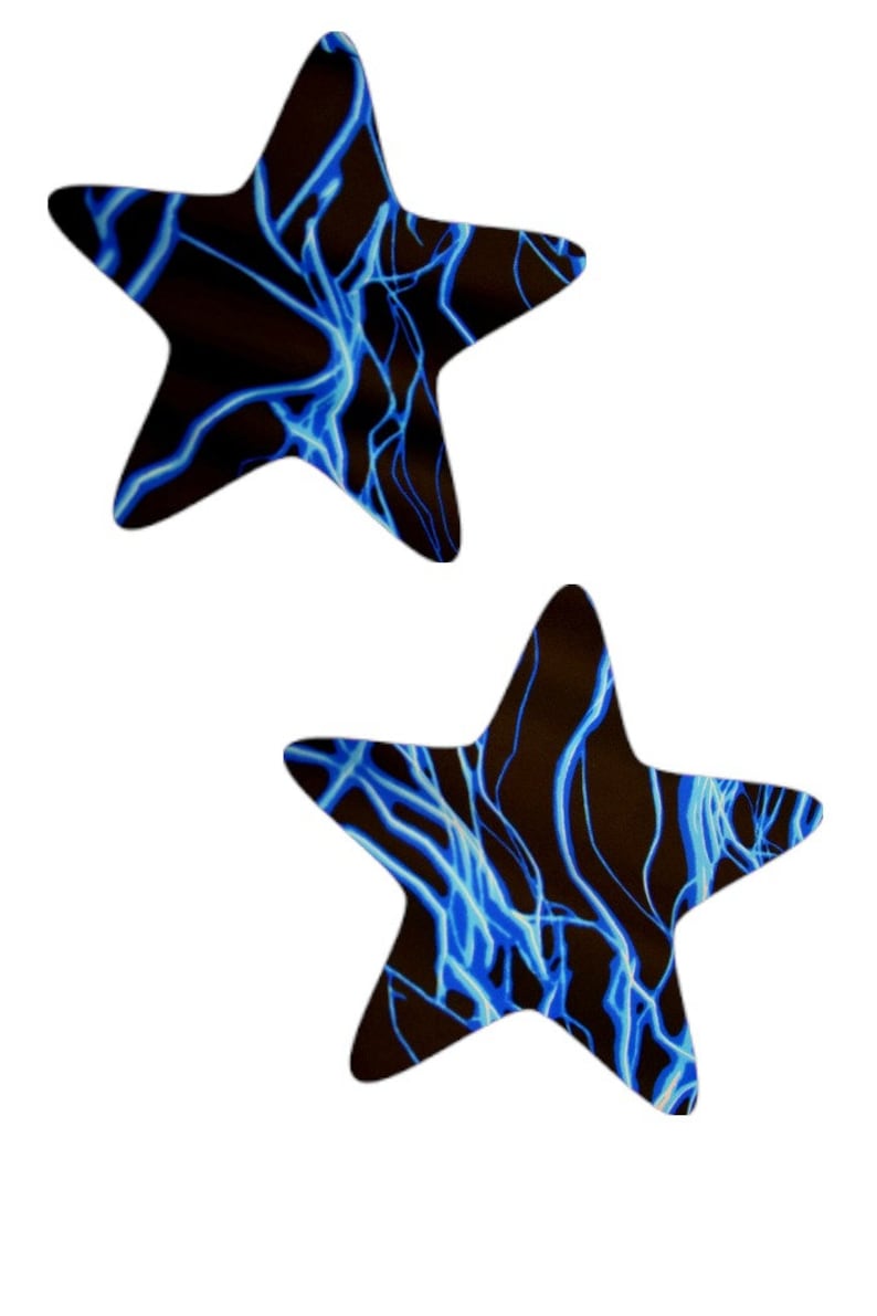 UV GLOW Blue Lightning Star Pasties Body Stickers Electric Thunderstorm ...
