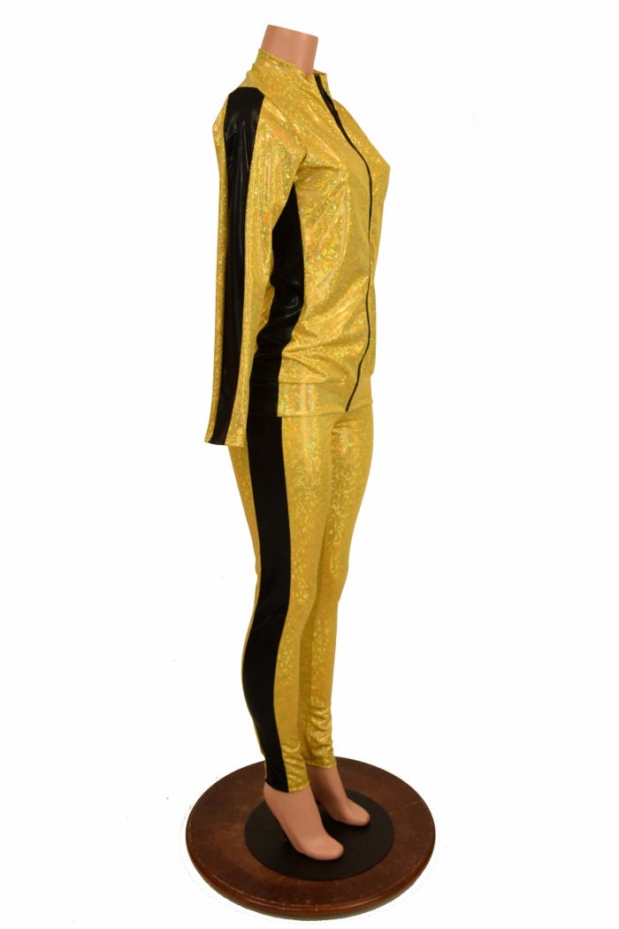 Gold Tracksuit With Black Side Panel Stripes Gold on Gold | Etsy