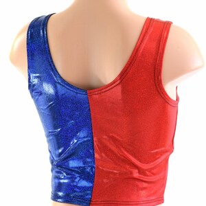 Red & Blue Metallic Harlequin Tank Crop Top Harley Quinn - - Etsy