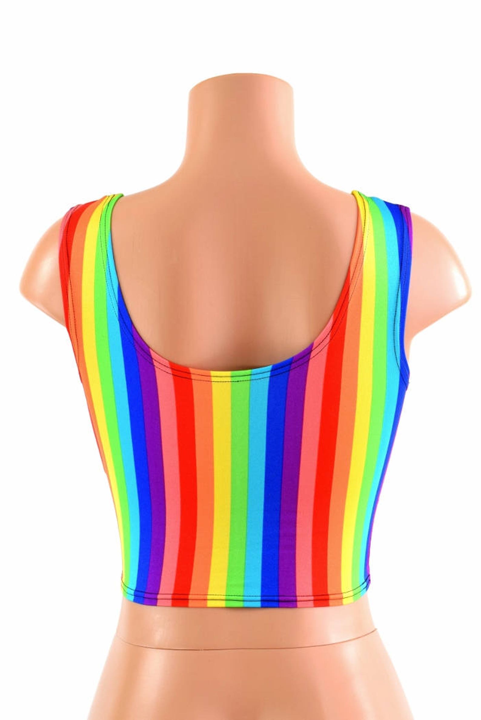 Vertical Rainbow Stripe Crop Tank - - Etsy