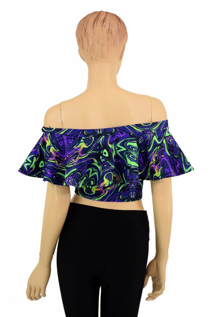 UV GLOW Neon Melt off Shoulder Crop Top - - Etsy