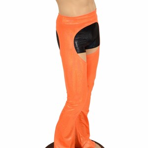 Mens Midrise Orange Sparkly Jewel Bootcut Spandex Chaps (SHORTS NOT ...