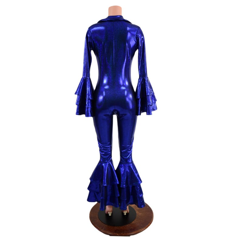 Dancing Queen Blue Sparkly Catsuit With Showtime Collar, Triple Tiered ...