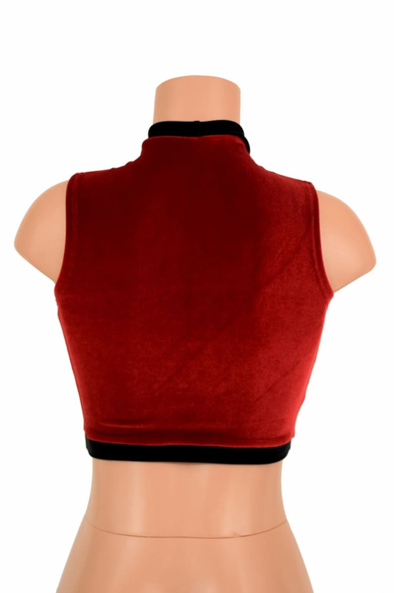 Red Velvet & Black Velvet Sleeveless Keyhole Crop Top - 155345 - Etsy