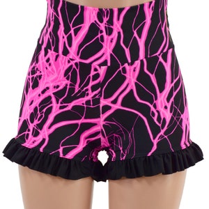 High Waist Shorts With Ruffled Leg in Neon Pink Lighting With Smooth ...