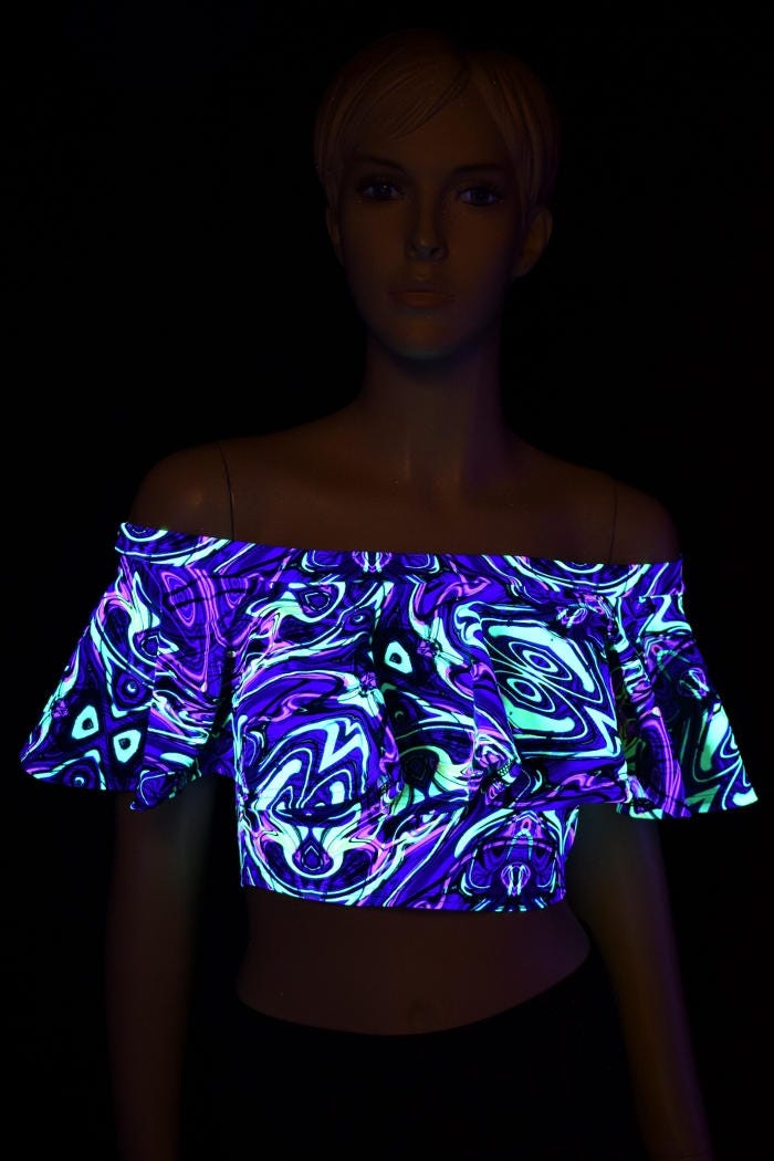 UV GLOW Neon Melt Off Shoulder Crop Top 155089 | Etsy