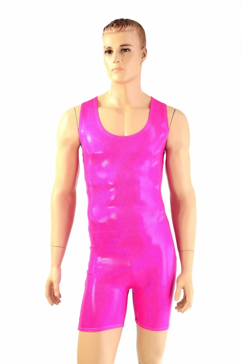 Mens Neon Pink Sparkly Jewel Singlet Cut Sleeveless Romper | Etsy