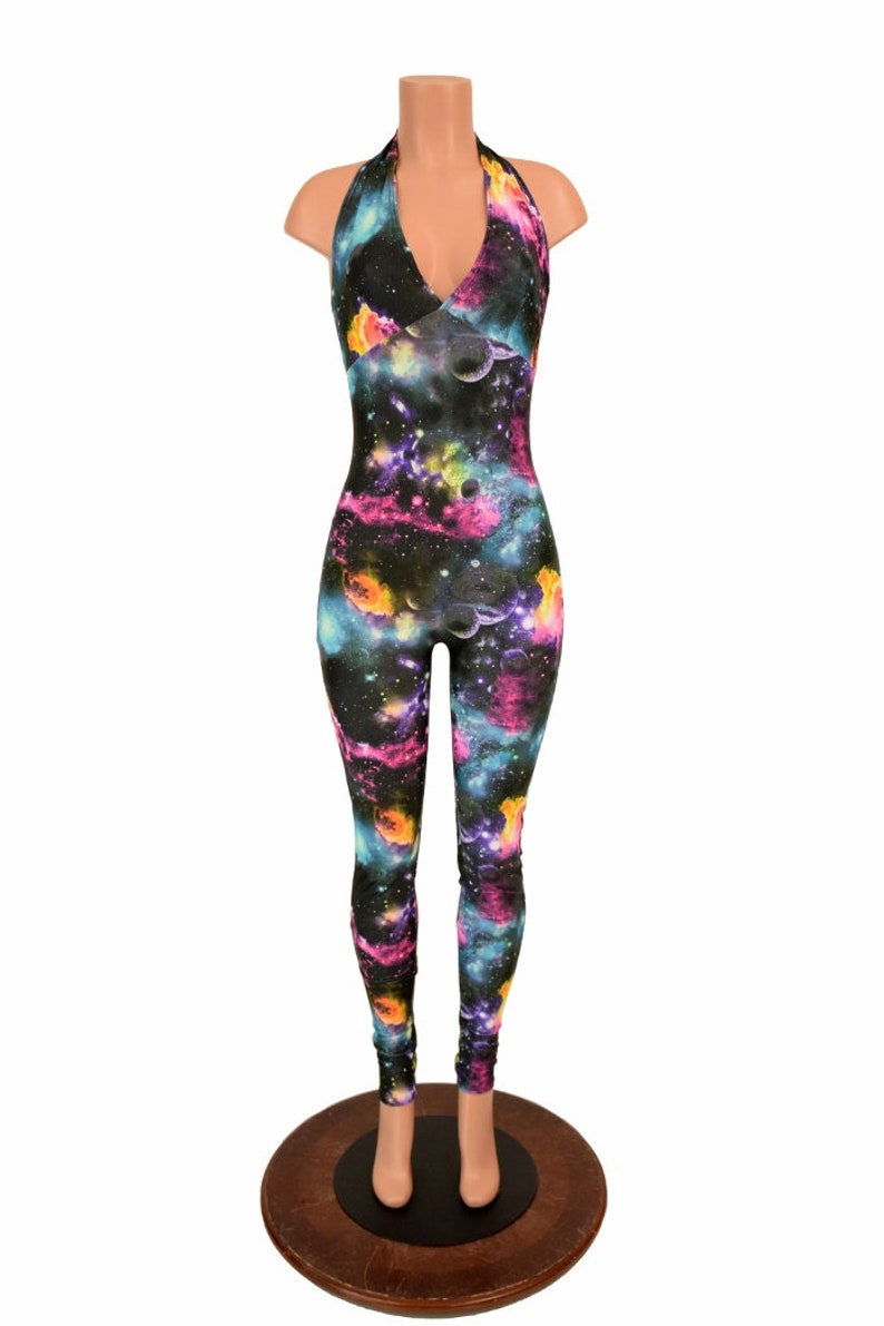 UV Glow Galaxy Halter Catsuit Rave Festival Onesie 154084 - Etsy