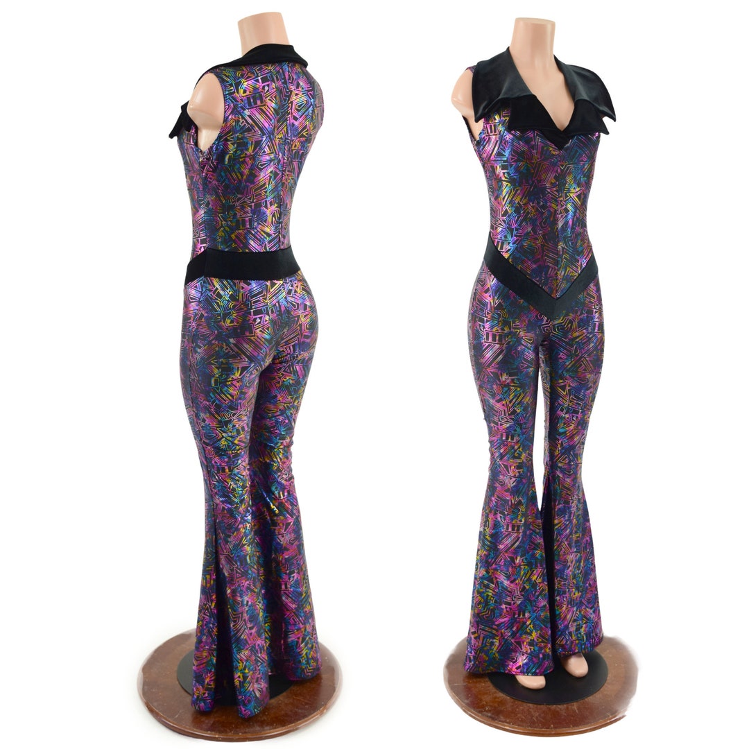 Cyberspace Solar Flare Catsuit With Black Velvet Showtime Collar and V ...