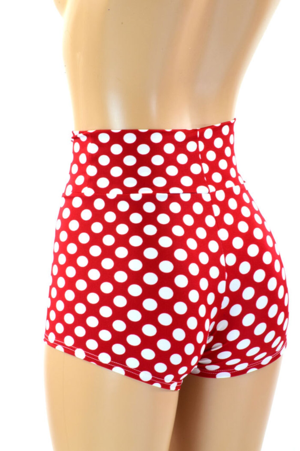 Red & White Polka Dot Print High Waist Shorts 151277 - Etsy
