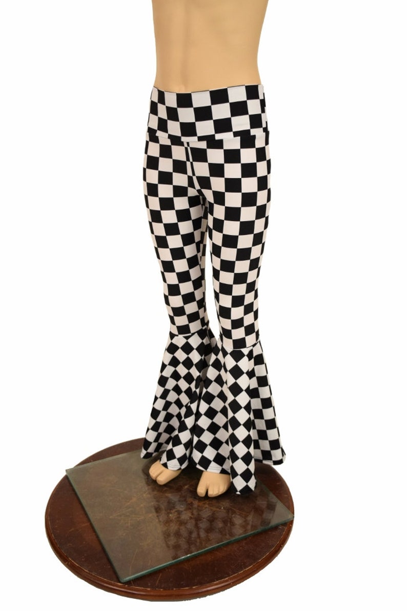Kids UV Black & White Checkered Print Bell Bottoms - Etsy