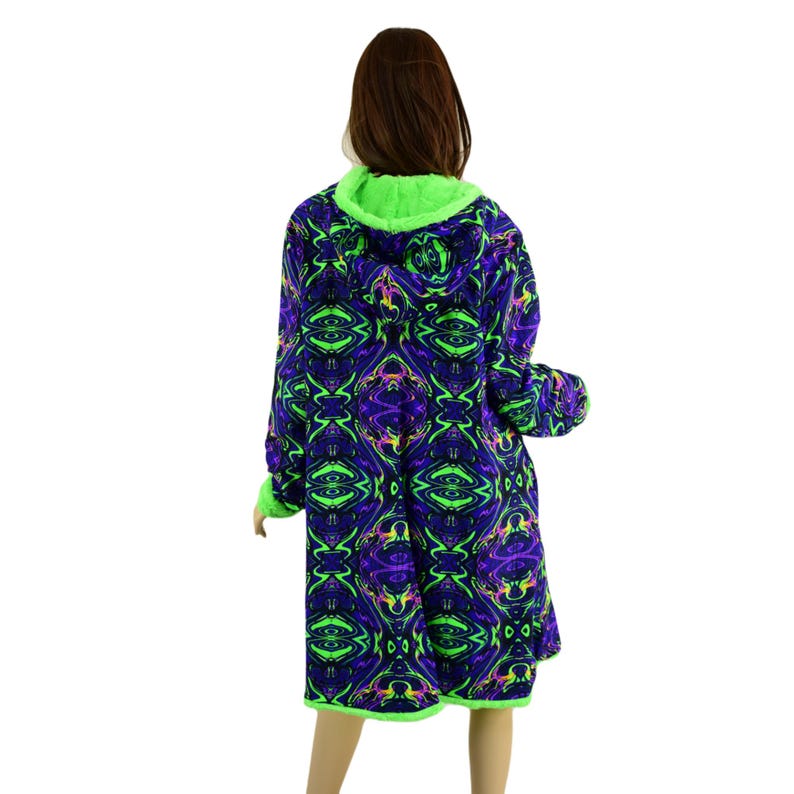 Reversible Minky A Line Coat in Neon UFO Minky and UV Glow Neon Melt ...