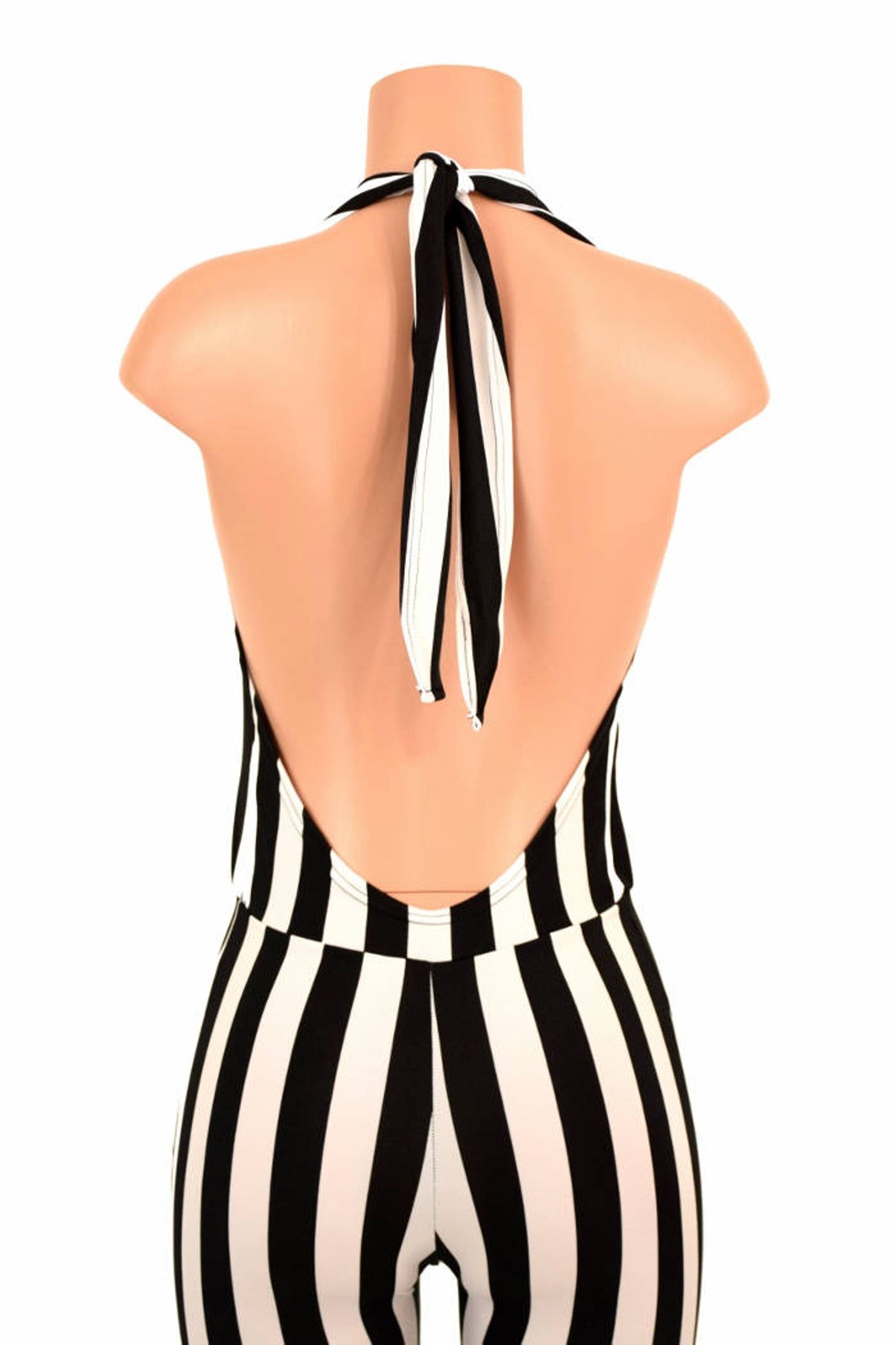 Black & White Stripe UV GLOW "josie" Halter Catsuit - 155120 - Etsy