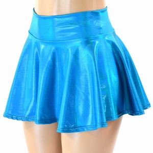 Peacock Blue Holographic Metallic Circle Cut Mini Skirt 151718 - Etsy