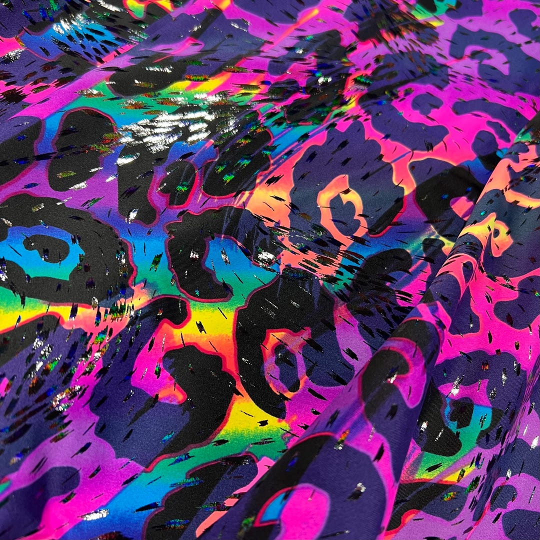 Neon Rainbow Leopard Print Spandex Fabric (by the Yard) - Etsy