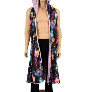 Reversible Hooded Racerback Duster Lilac Holographic / UV Glow Galaxy ...
