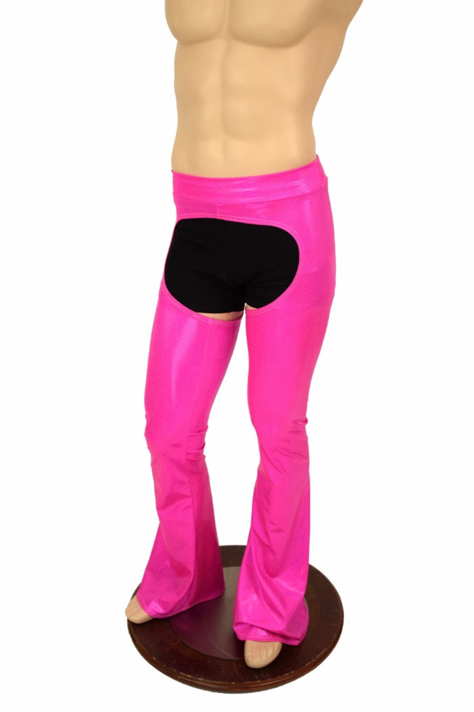 Mens Mid Rise Pink Sparkly Jewel Bootcut Spandex Chaps (SHORTS NOT ...