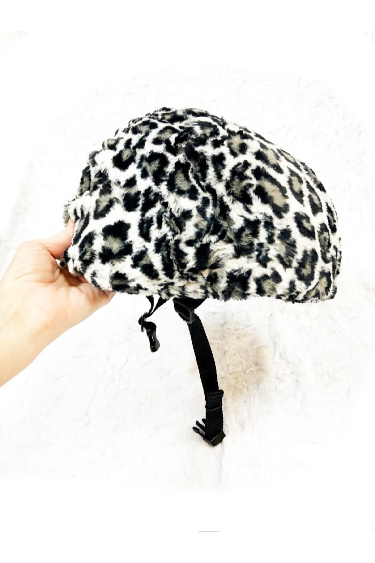 Snow Leopard Minky Faux Fur Roller Derby Helmet Cover (cover Only) - - Etsy
