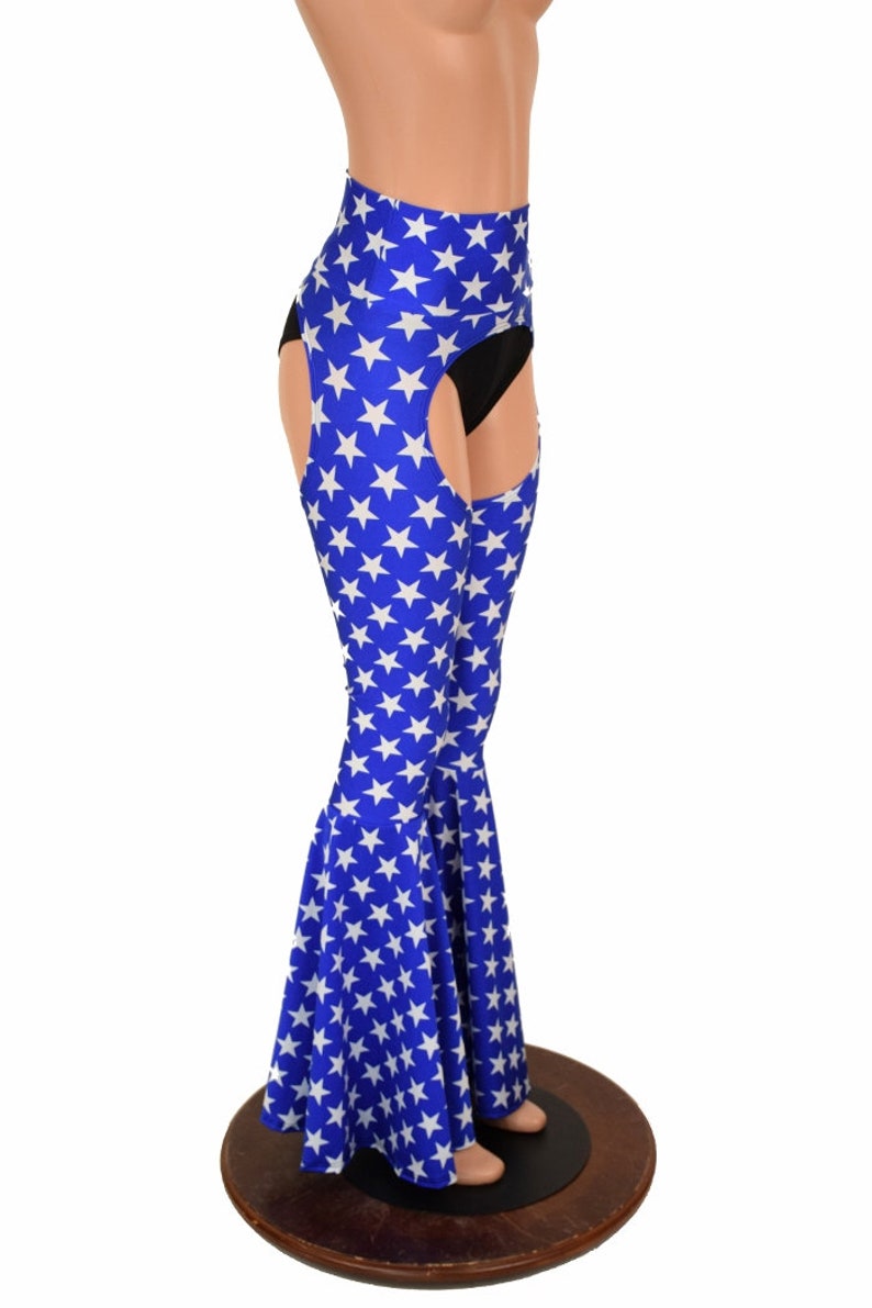 Bell Bottom Flare Chaps in Blue & White Star Print Patriotic | Etsy