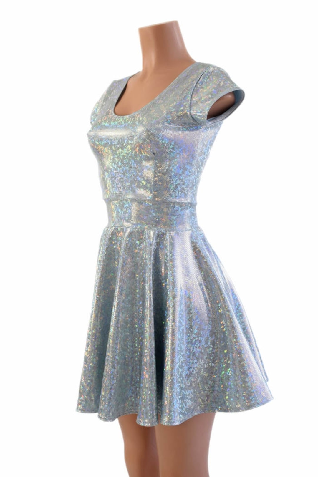 Frostbite Shattered Glass Holographic Cap Sleeve Skater Dress - - Etsy