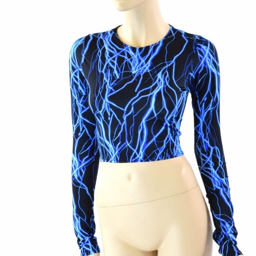 Neon UV Glow Blue Lightning Crop Tank-1500111 - Etsy