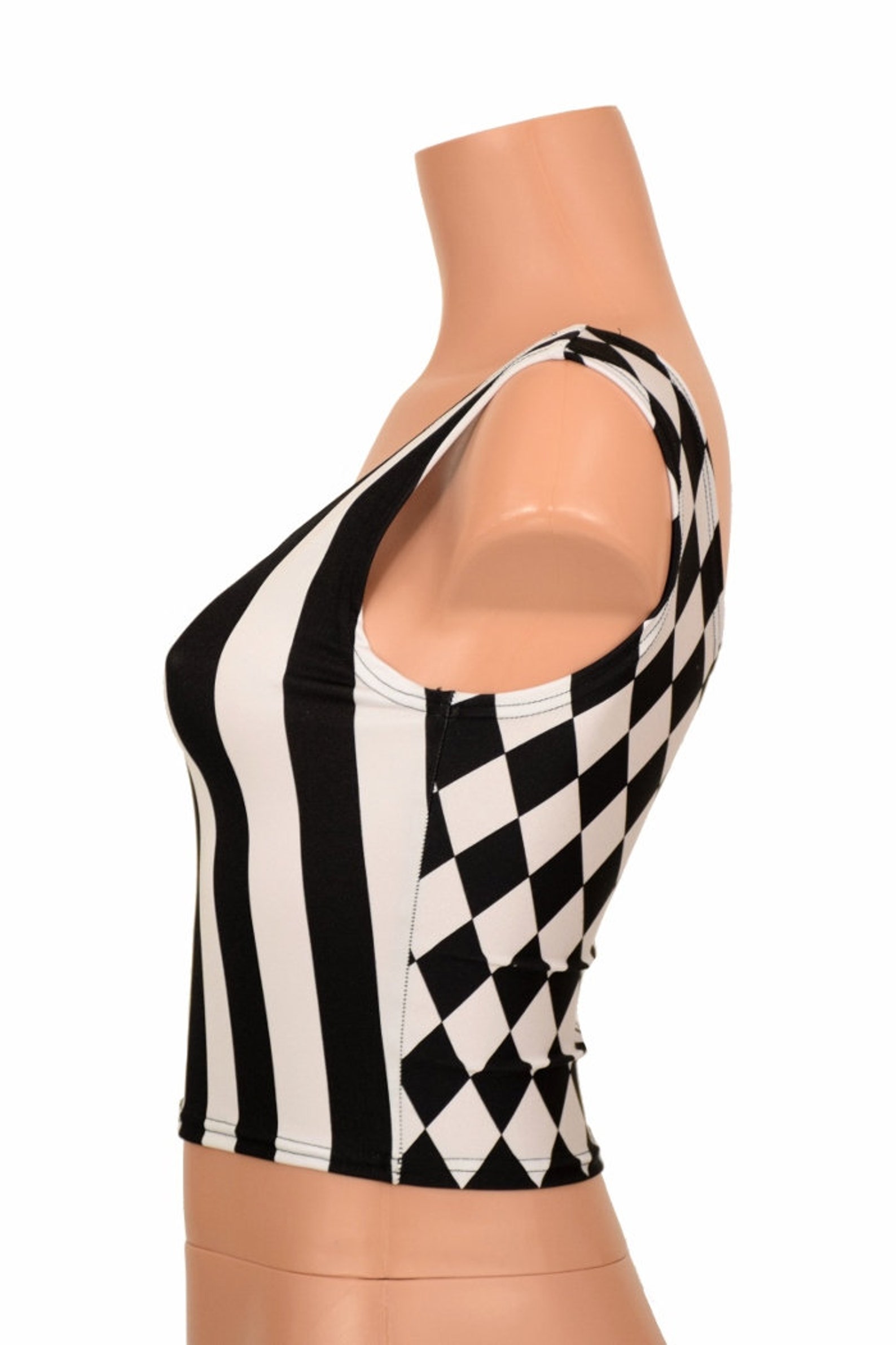 Two Tone Tank Style Crop Top Front to Back Reversible in Black and ...