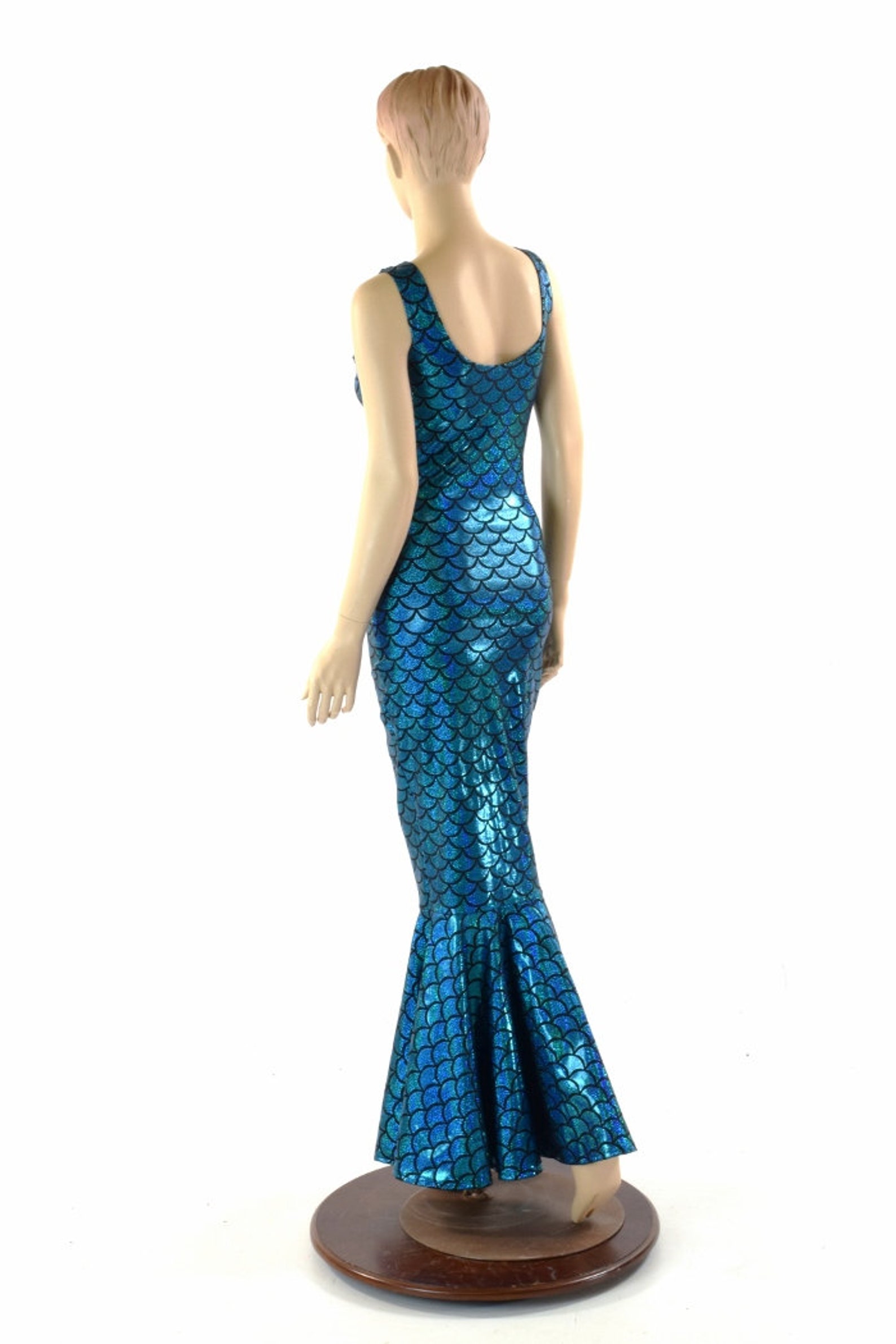 Fishtale Mermaid Wiggle Gown With Tank Style Straps in Turquoise Dragon ...