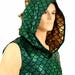 Mens Sleeveless Green Dragon Scale Hoodie With Gold Dragon Scale Hood ...