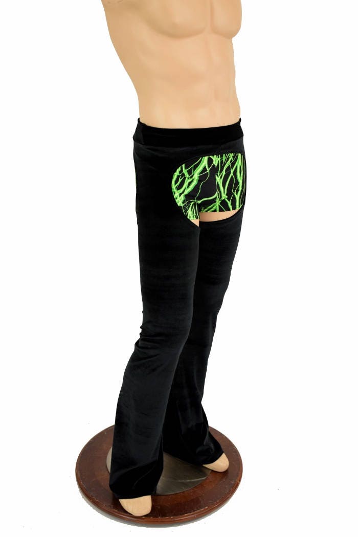 Mens Midrise Black Stretch Velvet Bootcut Spandex Chaps - Etsy India