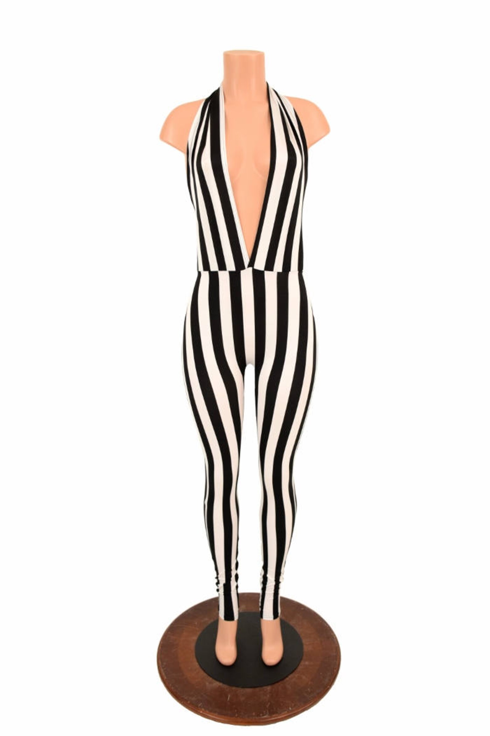 Black & White Stripe UV GLOW "josie" Halter Catsuit - 155120 - Etsy