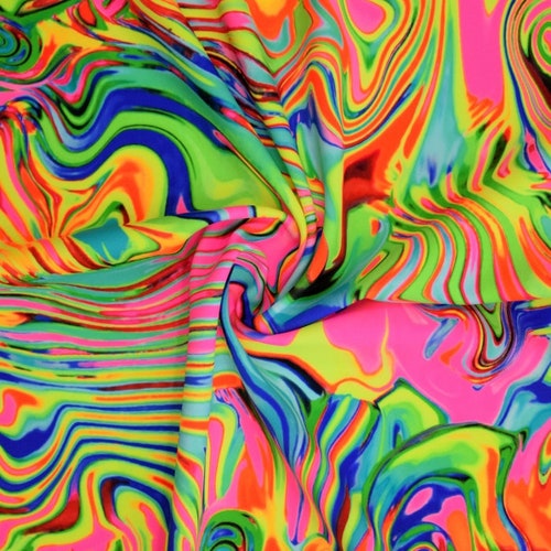 UV NEON Flux Print Spandex Fabric Four Way Stretch by the | Etsy