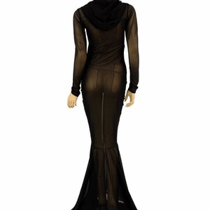 Glamorous, Bombshell Sheer Mesh See Through Hooded Gothic Gown With ...