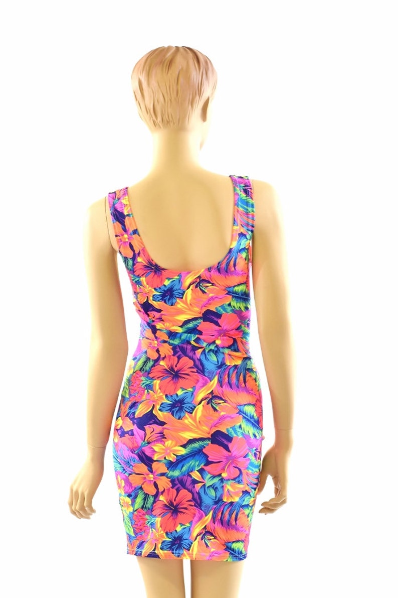 NEON Tahitian Floral Print UV Glow Spandex Bodycon Clubwear | Etsy