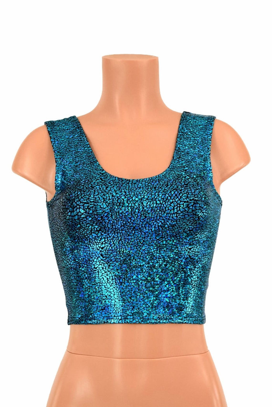Turquoise on Black Shattered Glass Holographic Spandex Bodycon | Etsy