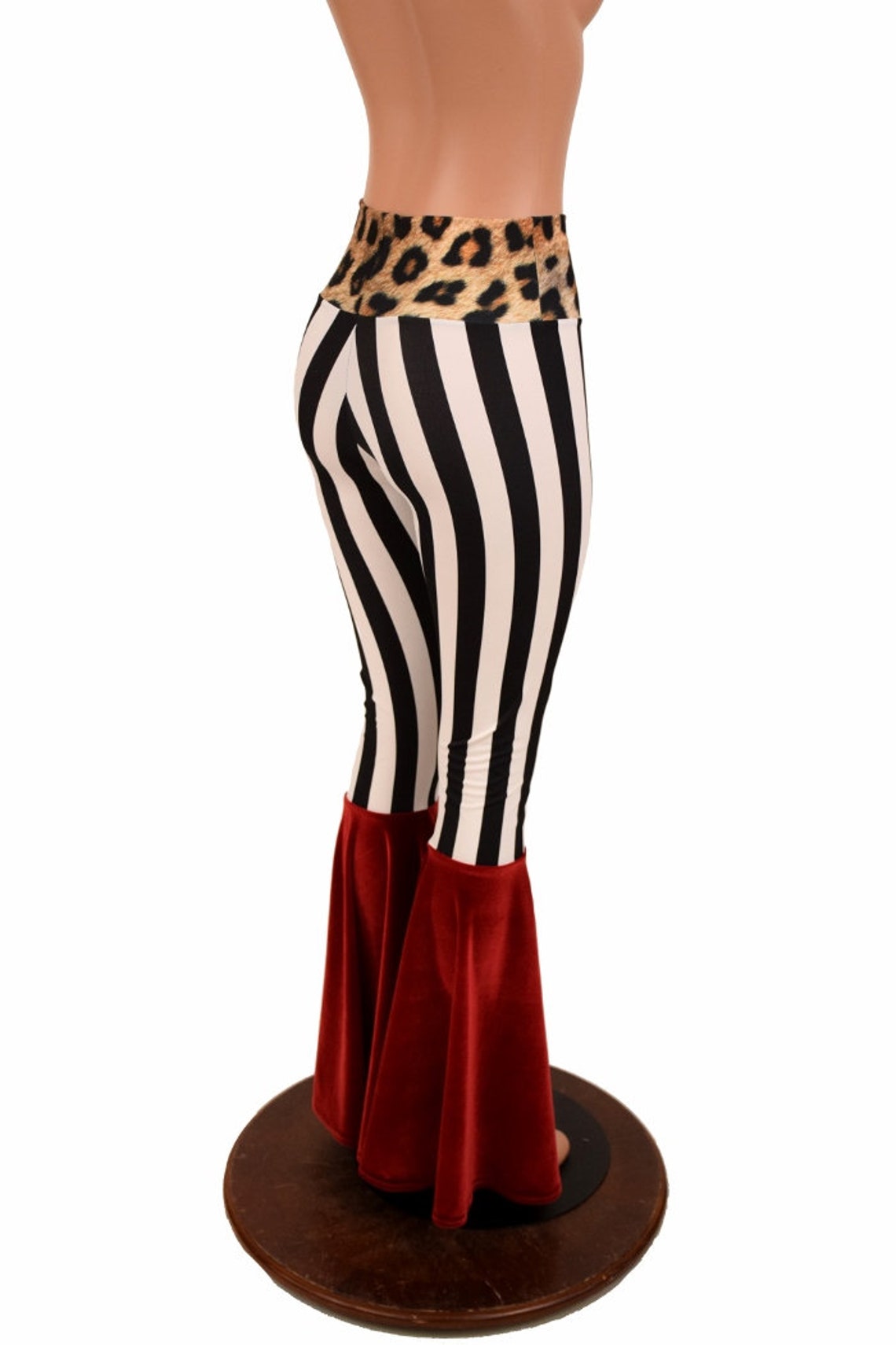 Color Block Bell Bottom Flares Leggings // Leopard High Waistband ...