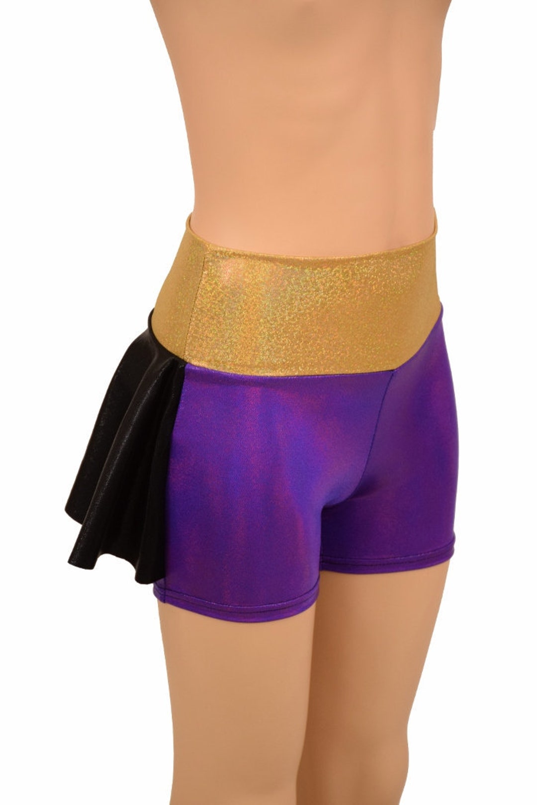 Kids Super Hero Ruffle Rump Dance Shorts // Gold SJ Waistband, Black ...