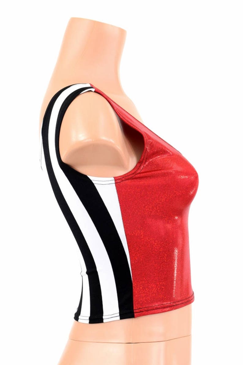 Two Tone Tank Style Crop Top Front to Back Reversible in Red - Etsy
