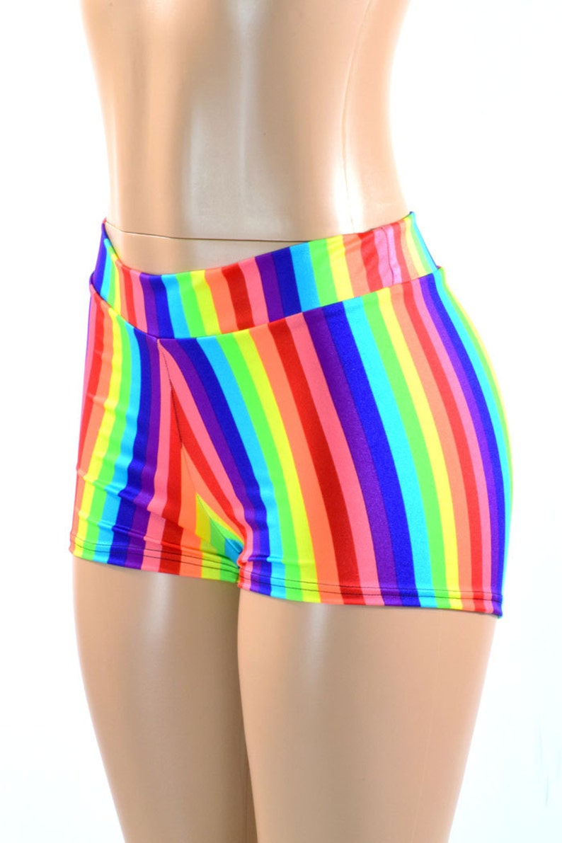 Midrise Rainbow Print Spandex Mid Rise Booty Shorts 151134 - Etsy