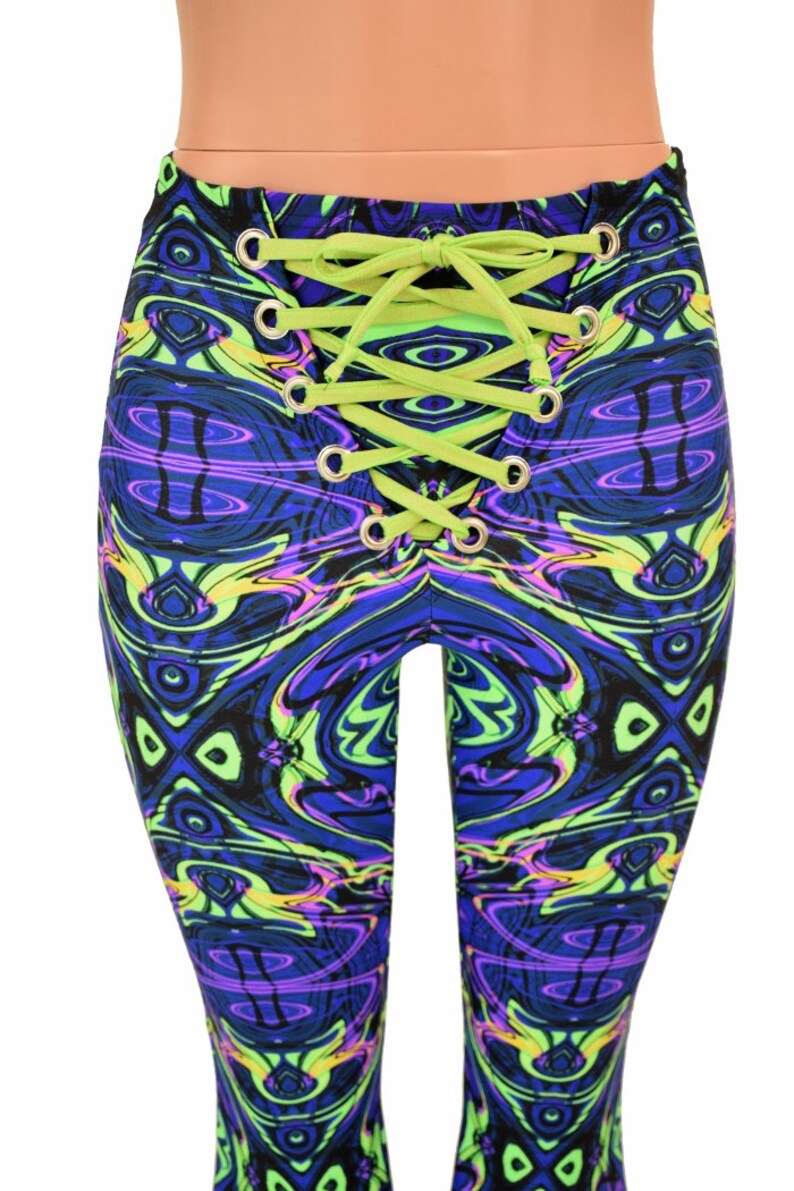 Neon UV GLOW Melt Front Lace up Solar Flares With High Waist & - Etsy