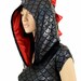 Full Length Black Dragon Scale Cap Sleeve Dragon Hoodie Top With Red ...
