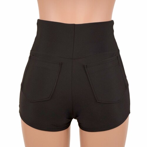 High Waist Siren Shorts in Smooth Black Spandex 156684 - Etsy