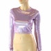Long Sleeve Lilac Purple Holographic Crew Neck Crop Top Rave Festival ...