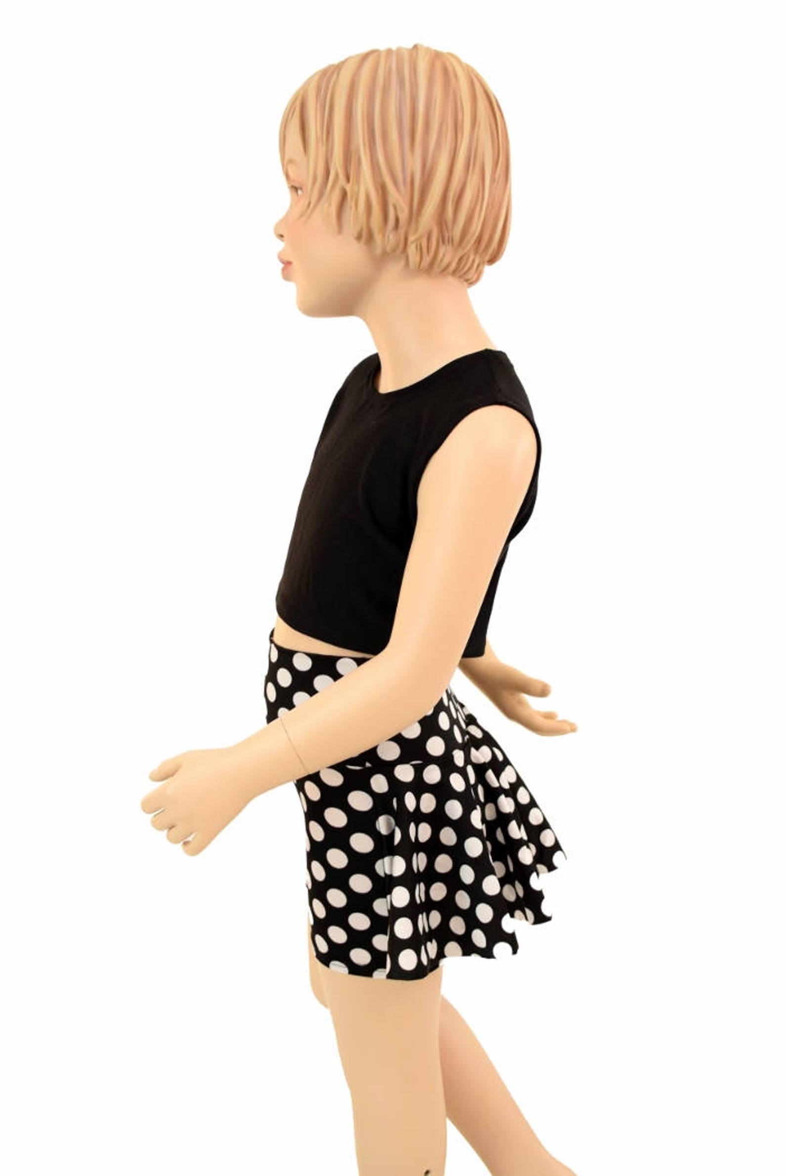 Kids Ruffle Rump Dance Shorts in Black & White Polka Dot | Etsy