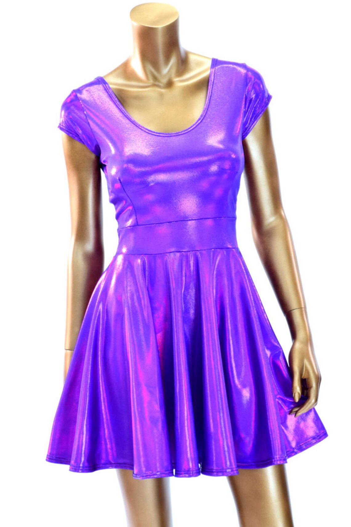 Grape Purple Metallic Holographic Scoop Neck Cap Sleeve Fit - Etsy