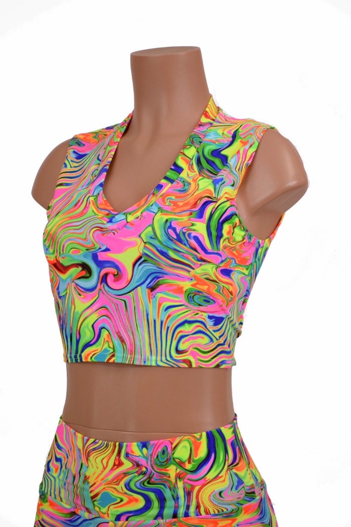 Neon Flux UV GLOW Sleeveless V Neck Crop Top - - Etsy