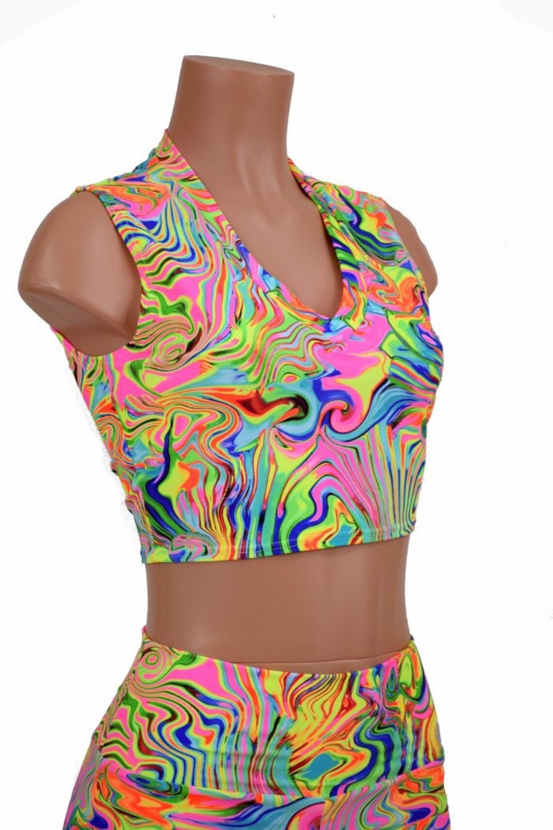 Neon Flux UV GLOW Sleeveless V Neck Crop Top - - Etsy